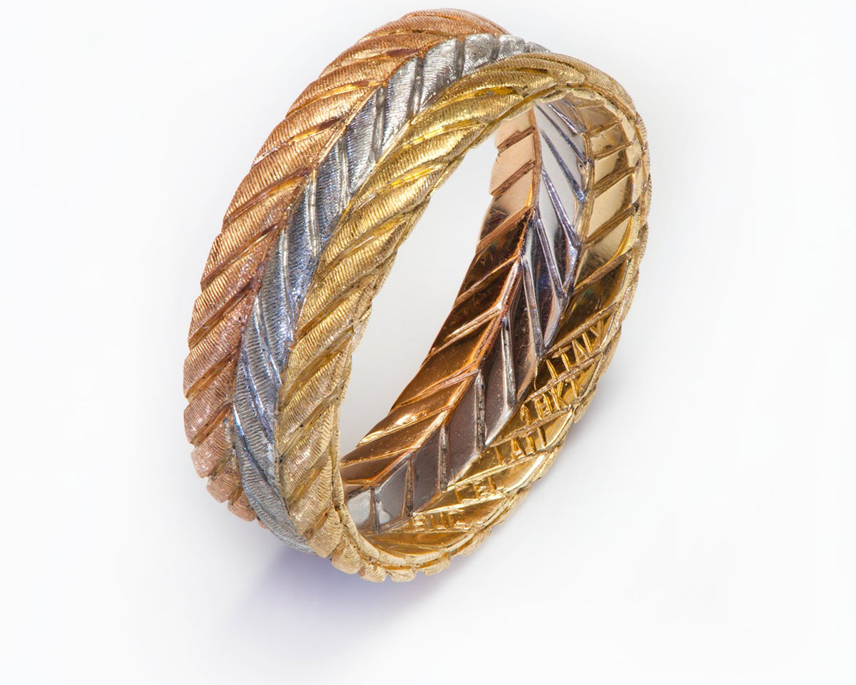 Buccellati 18K Tri-Color Gold Braided Eternity Band Ring
