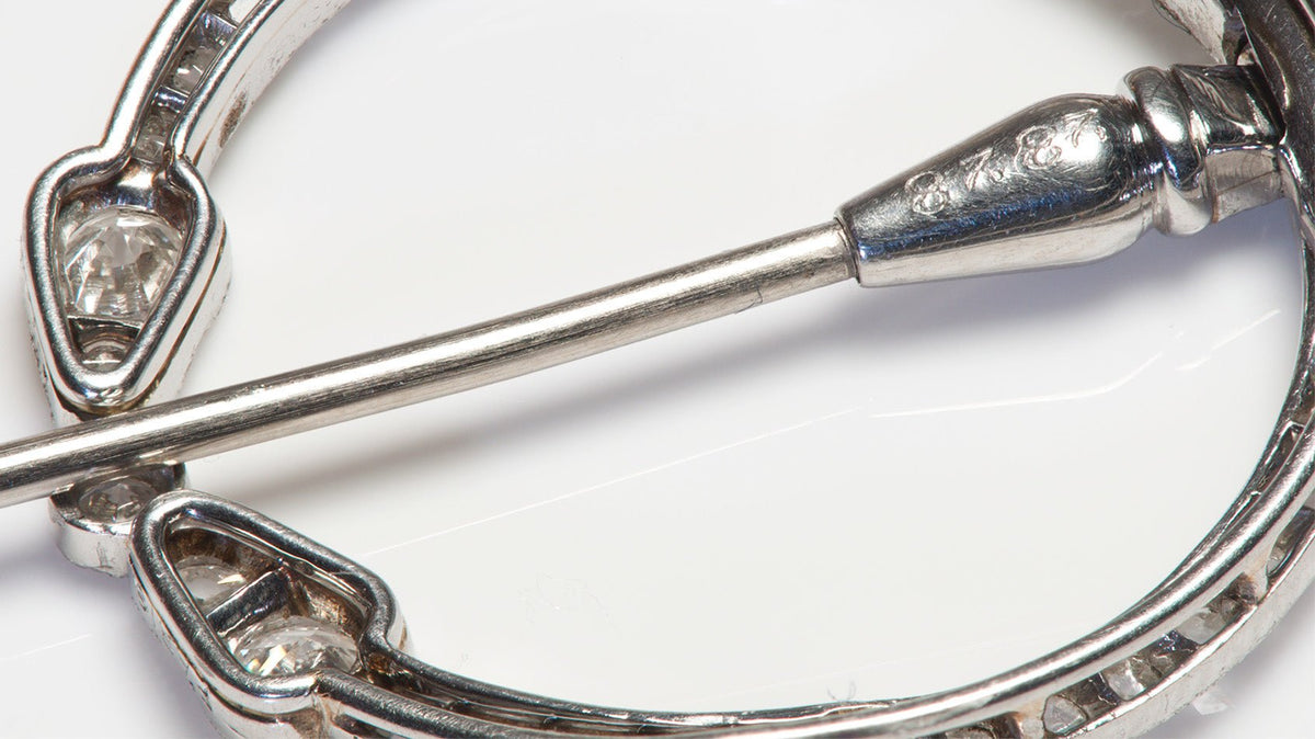 Cartier Antique Exquisite Platinum Diamond Pearl Stick Pin