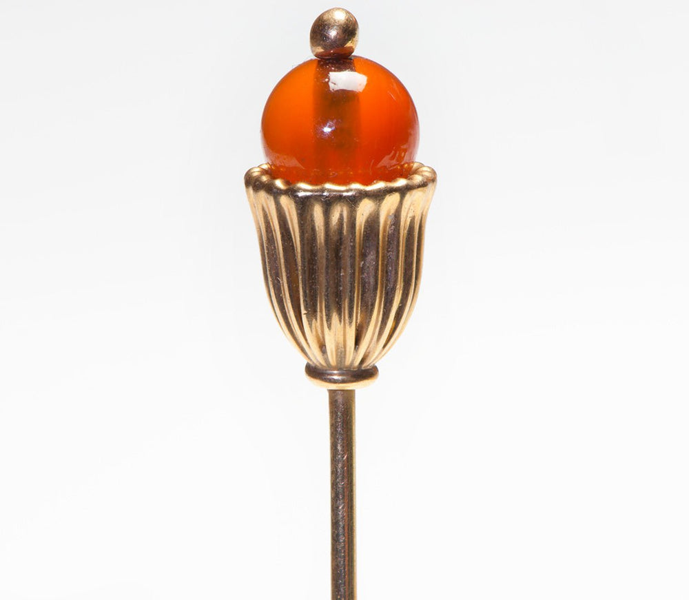 Cartier Gold Carnelian Stick Pin