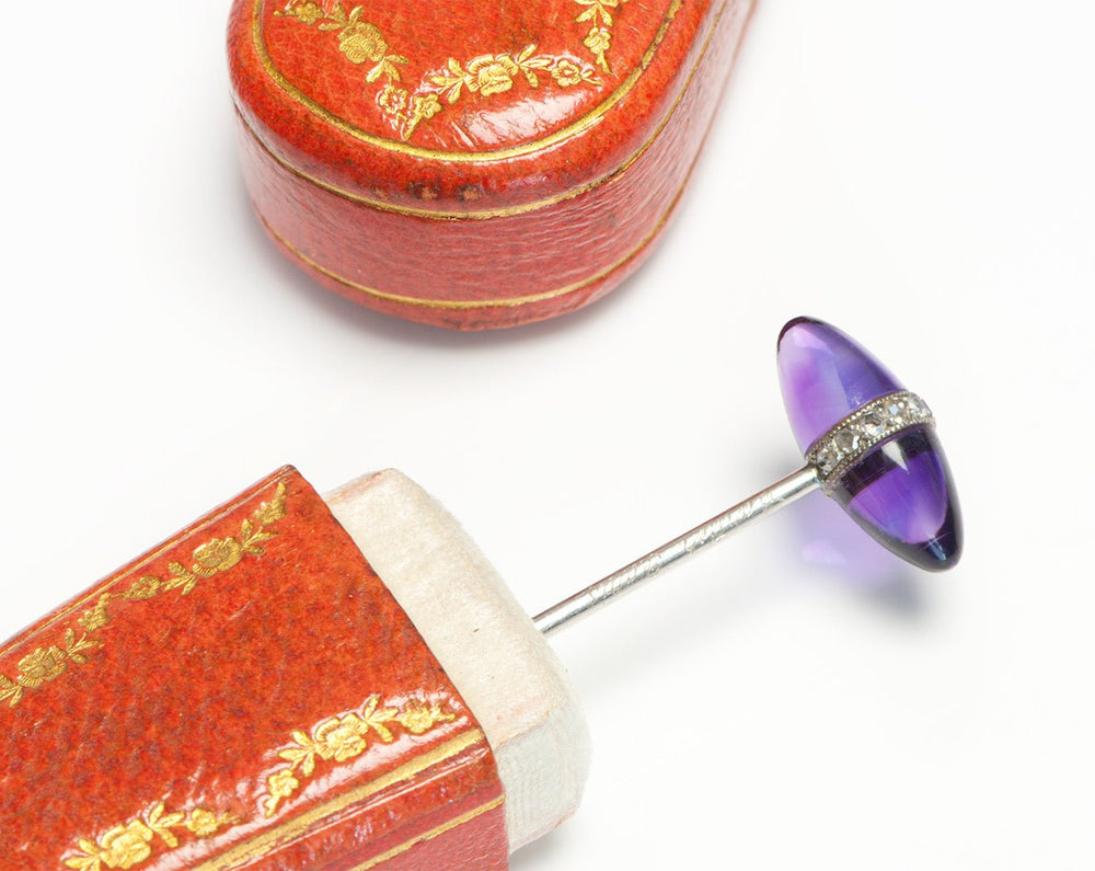 Cartier Paris Edwardian Amethyst Diamond Stick Pin