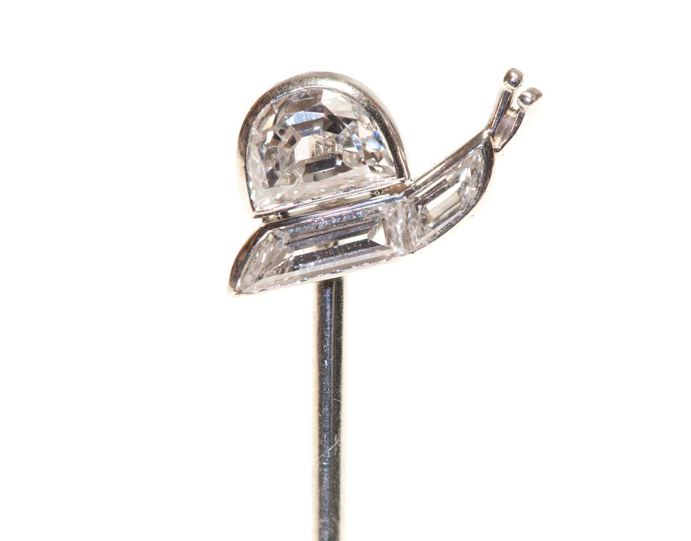 Cartier Paris Platinum Fancy Diamond "Snail" Stick Pin