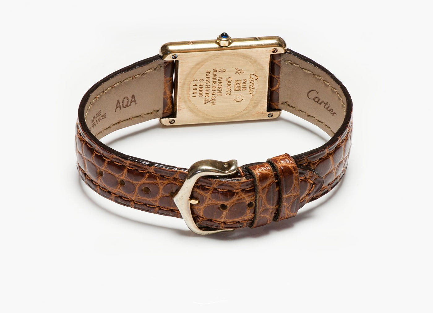 Cartier Tank Gold Plated Silver Wristwatch with Box