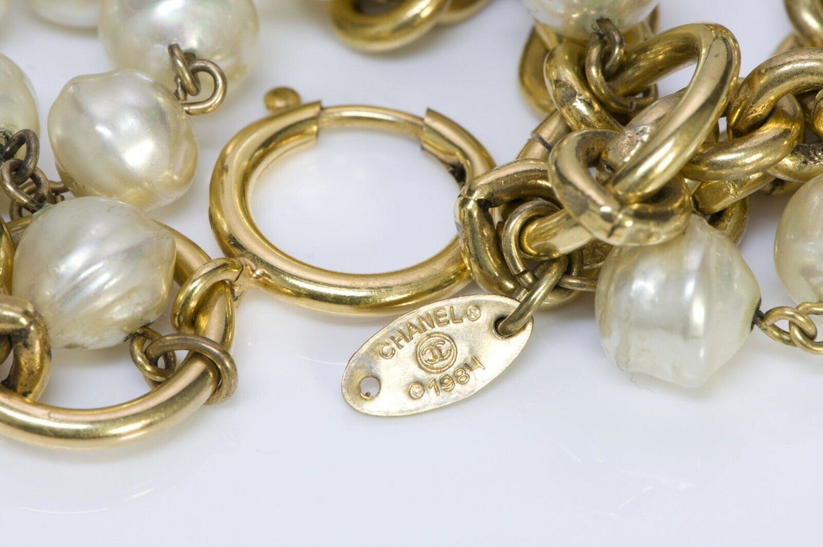 CHANEL Paris 1984 Pearl Multi Strand Chain Necklace
