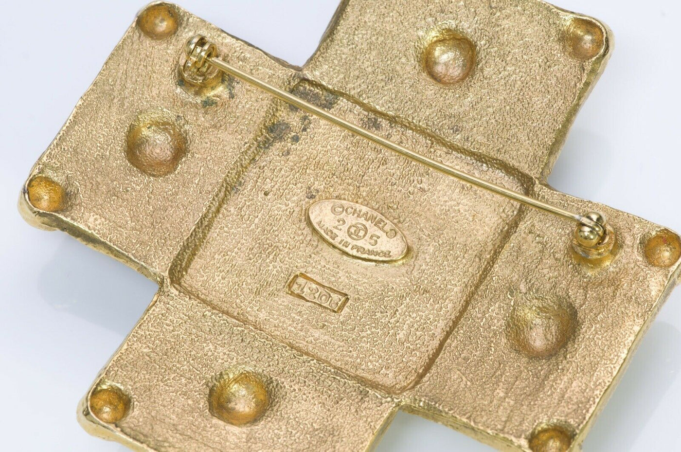 CHANEL Paris Goossens Byzantine Style Green Cross Brooch