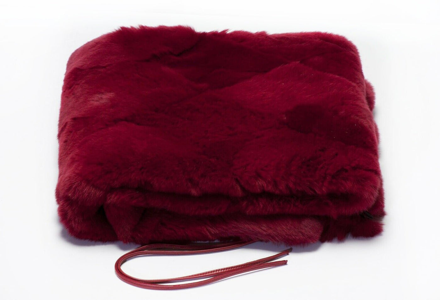 CHANEL Paris Red Orylag Rabbit Fur Women’s Stole Scarf