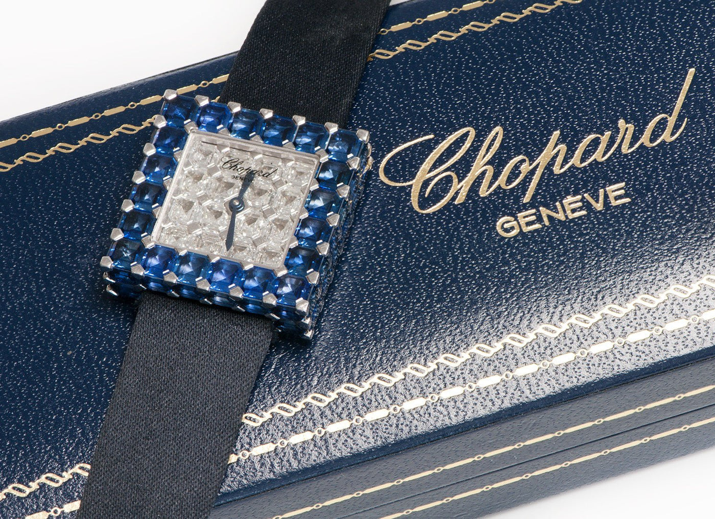 Chopard By De Grisogono Gold Sapphire Diamond Ice Cube Watch