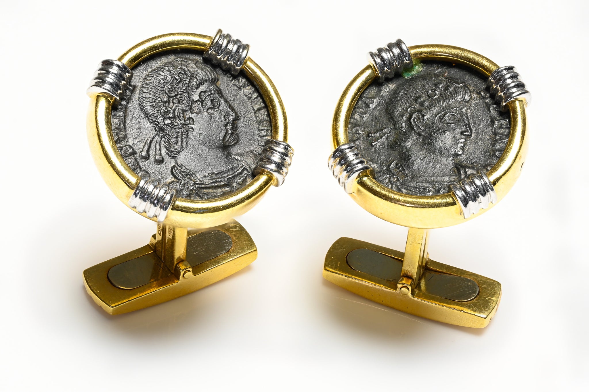 Constantine 18K Gold Bronze Ancient Roman Coin Cufflinks
