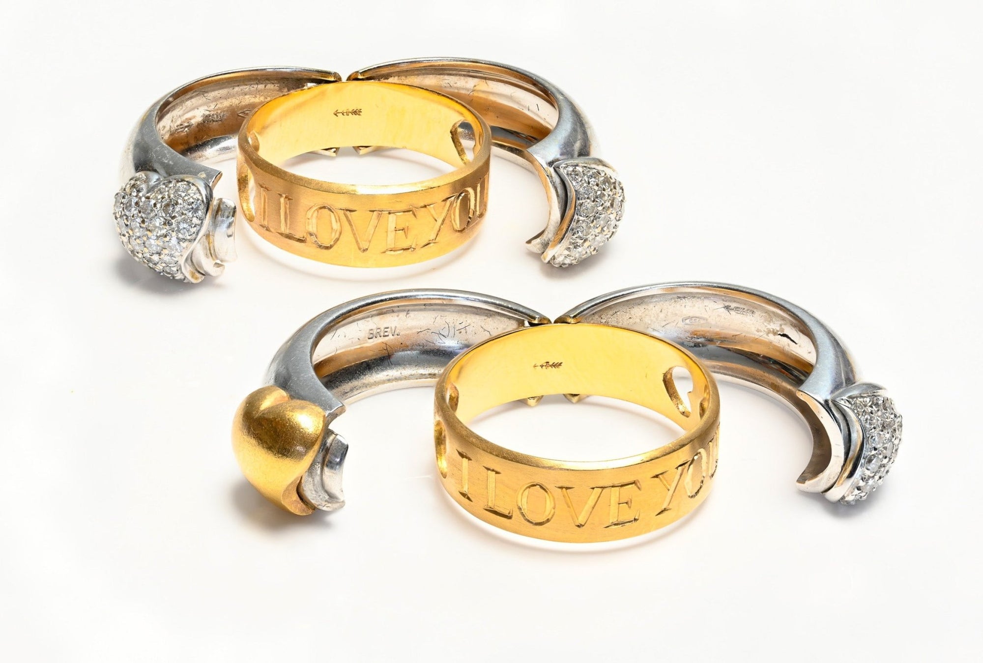 Craig Drake 18K Gold Diamond I love You Heart Rings