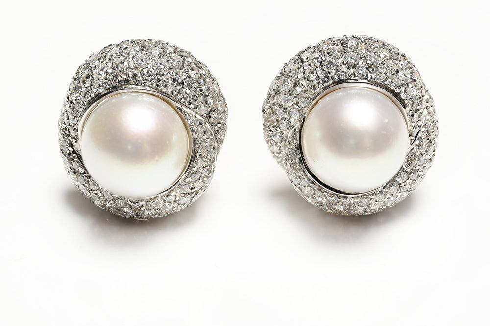 Craig Drake 18K Gold Pearl Diamond Earrings