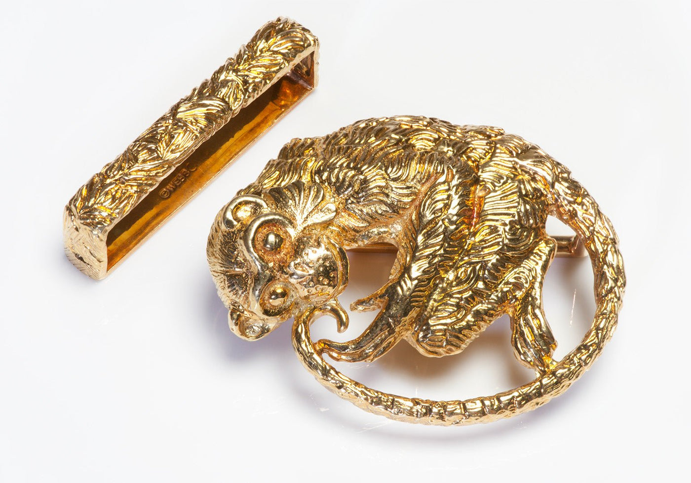 David Webb 18K Gold Monkey Belt Buckle