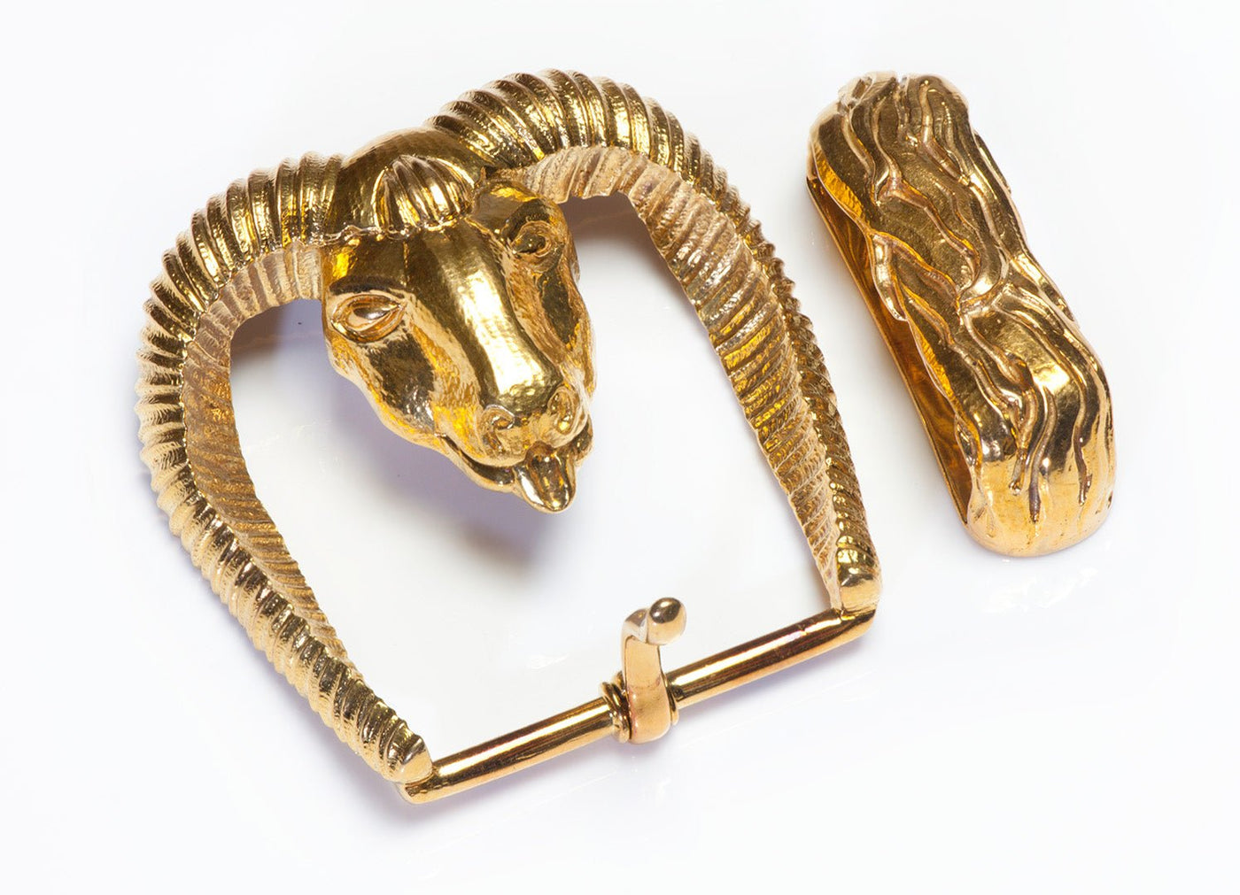 David Webb 18K Gold Ram Belt Buckle