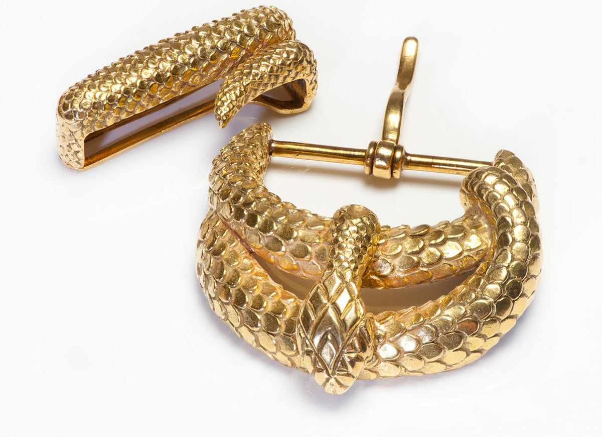 David Webb 18K Gold Snake Belt Buckle