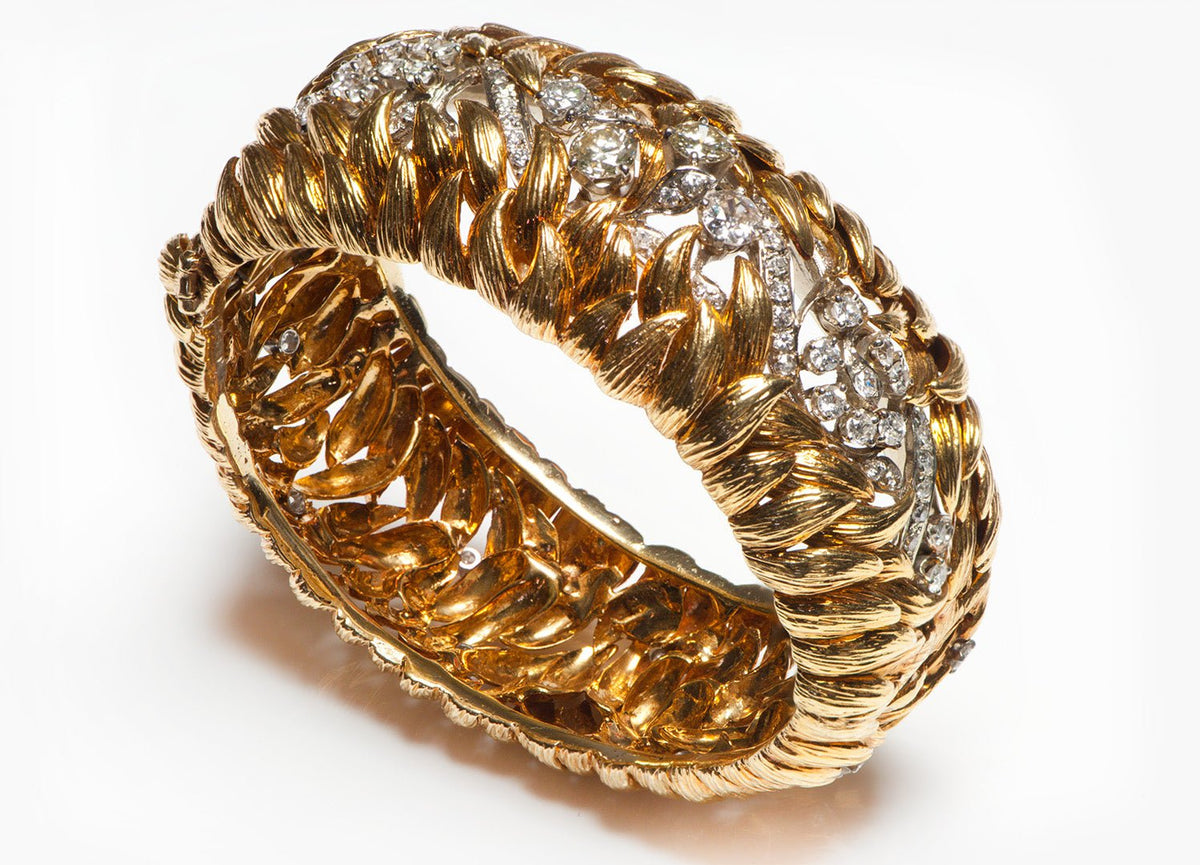 David Webb 18K Gold Wide Diamond Bracelet