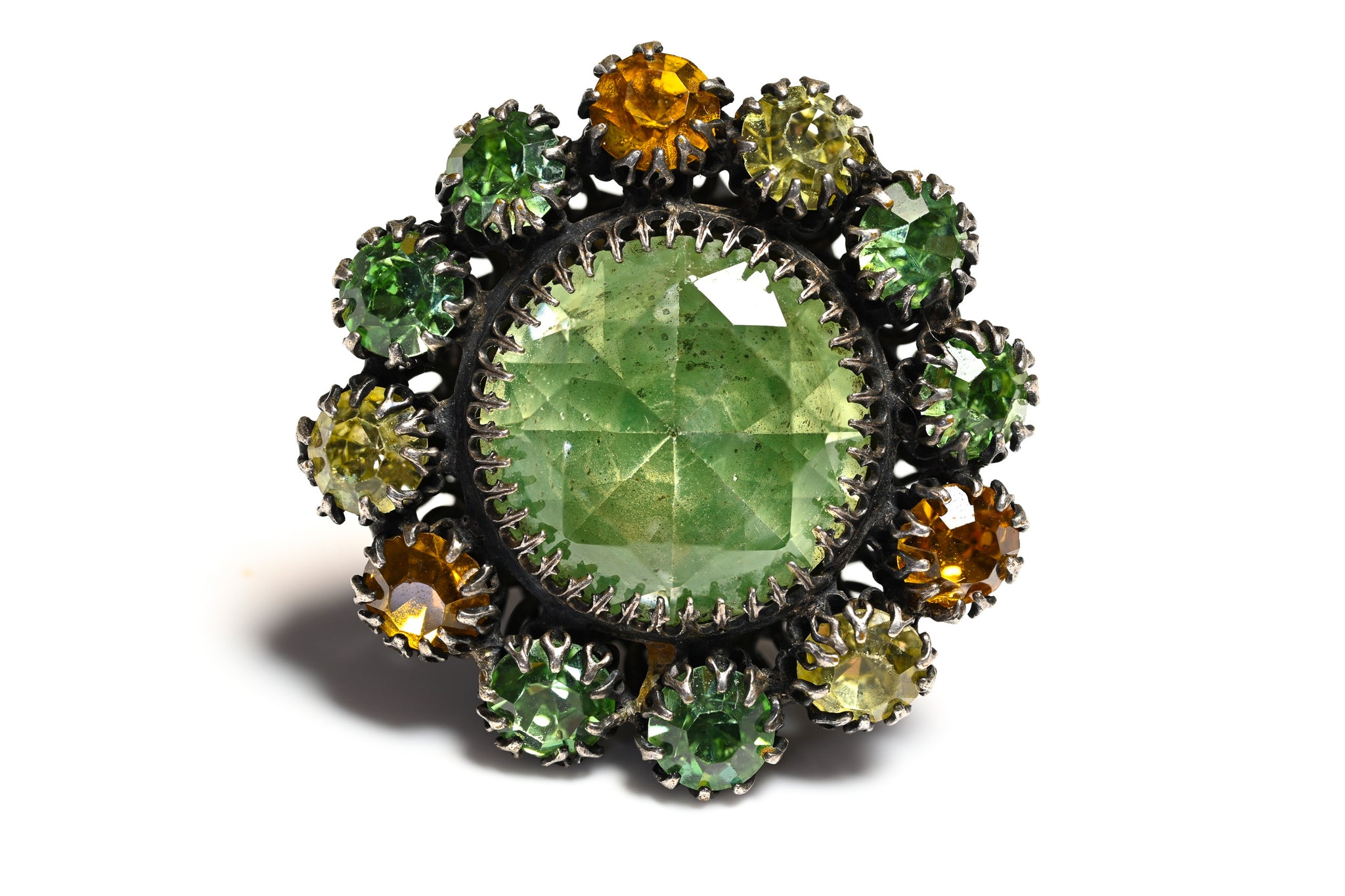 Vintage 1950's Countess Cissy Zoltowska CIS Green Crystal Cocktail Rin