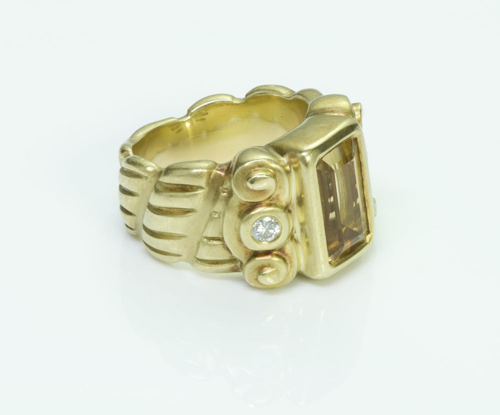 Elizabeth Rand 18K Yellow Gold Topaz Diamond Ring