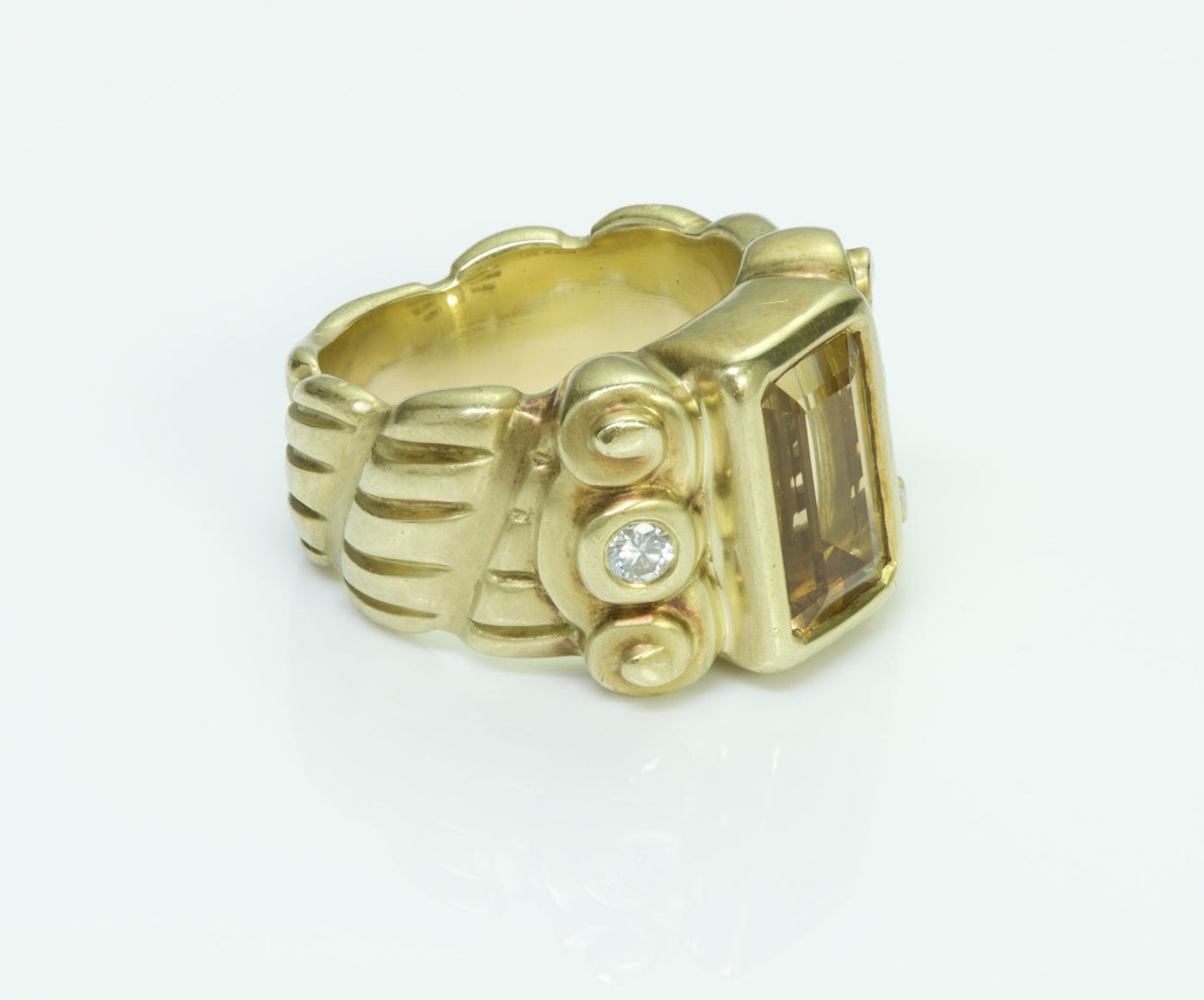 Elizabeth Rand 18K Yellow Gold Topaz Diamond Ring