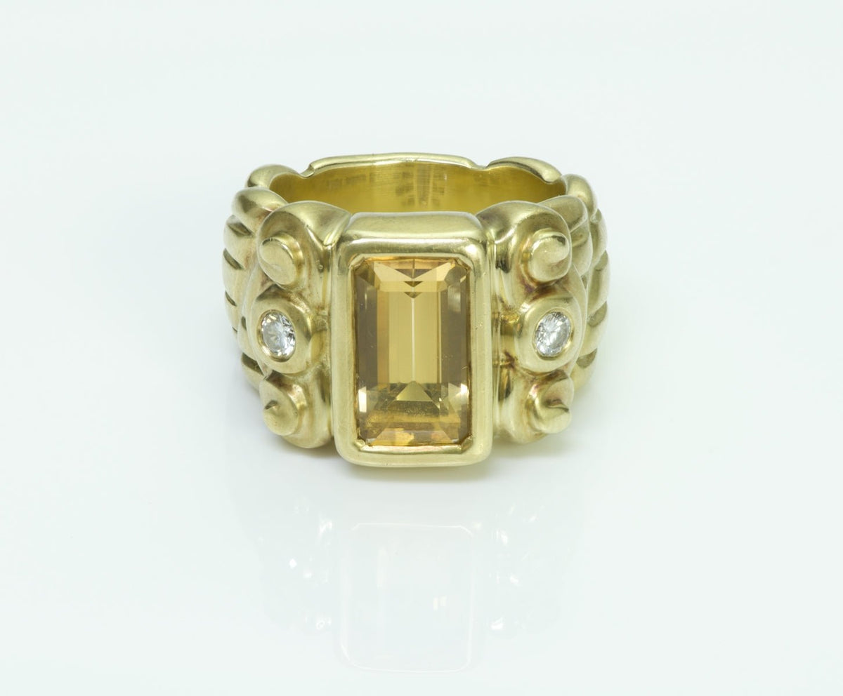 Elizabeth Rand 18K Yellow Gold Topaz Diamond Ring