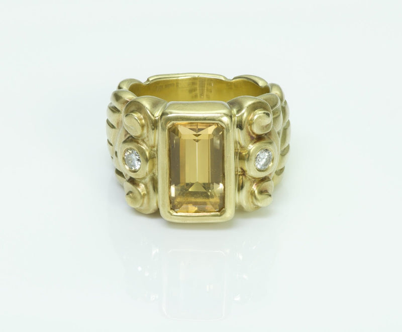 Elizabeth Rand 18K Yellow Gold Topaz Diamond Ring