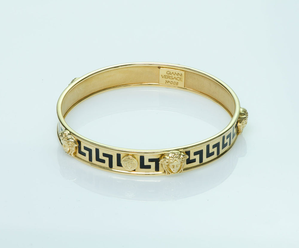 Gianni Versace Medusa 18K Gold Enamel Bangle Bracelet