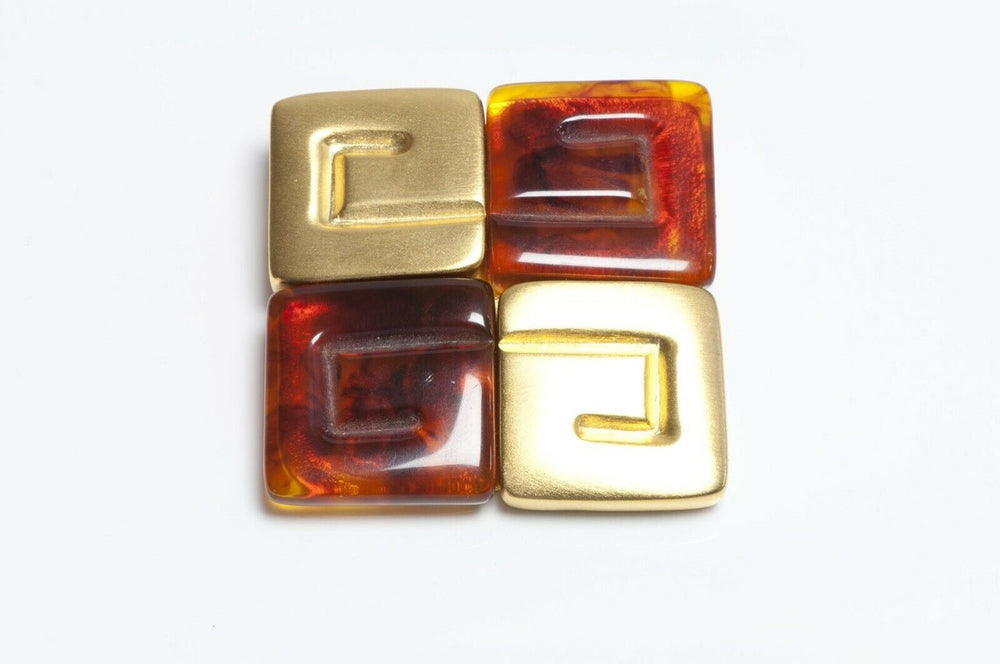 GIVENCHY Paris Brown Lucite Logo Brooch