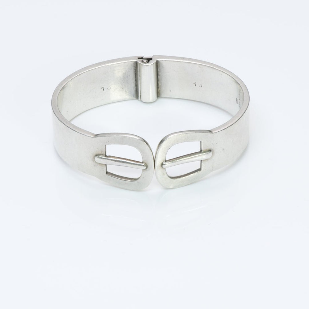 Gucci Silver Buckle Bangle Bracelet