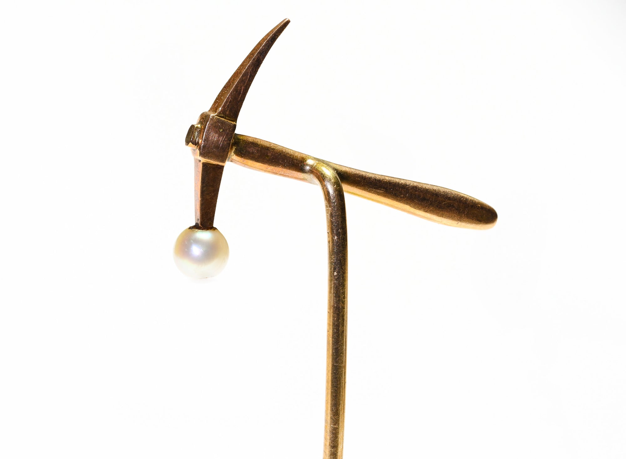 Antique Gold Mining Pick Hammer Pearl Stick Pin