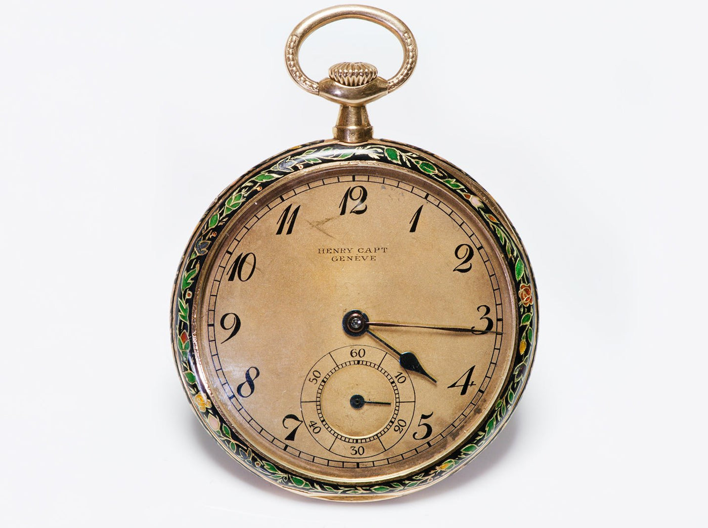 Henry Capt Antique Gold Enamel Pocket Watch