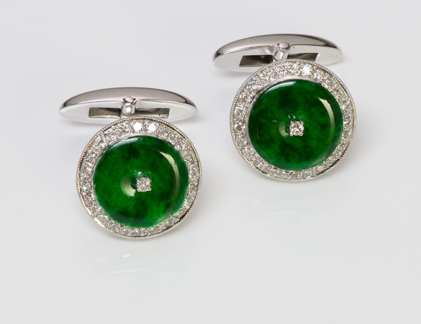 Jade Diamond 18K Gold Cufflinks