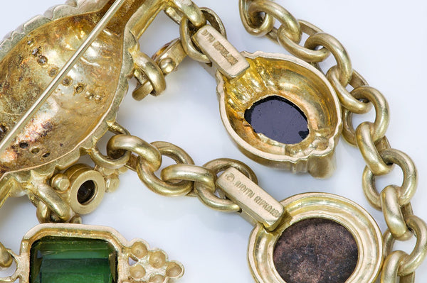 Judith Ripka 18K Gold Diamond Chain Brooch