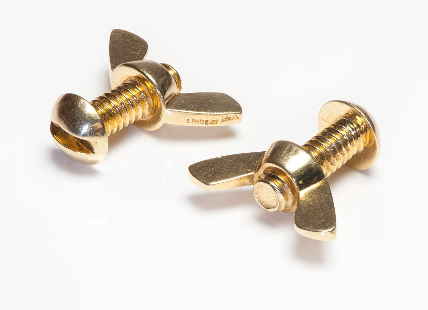 Lindsay & Co. Gold Butterfly Screw Wing Bolt Cufflinks