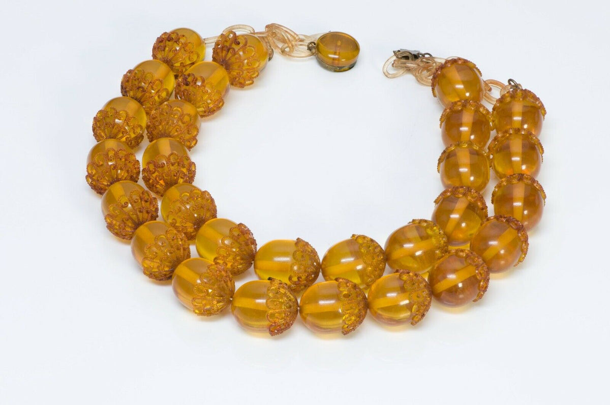 Miriam Haskell 1940’s Bakelite Acorn Double Strand Necklace