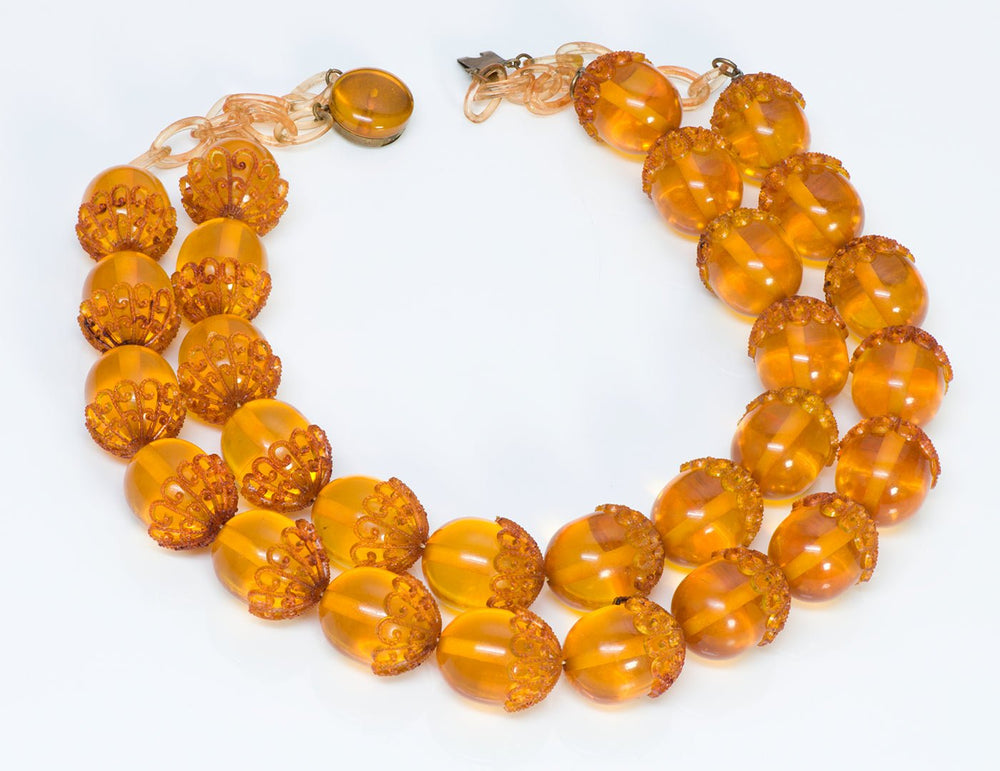 Miriam Haskell 1940’s Bakelite Acorn Double Strand Necklace