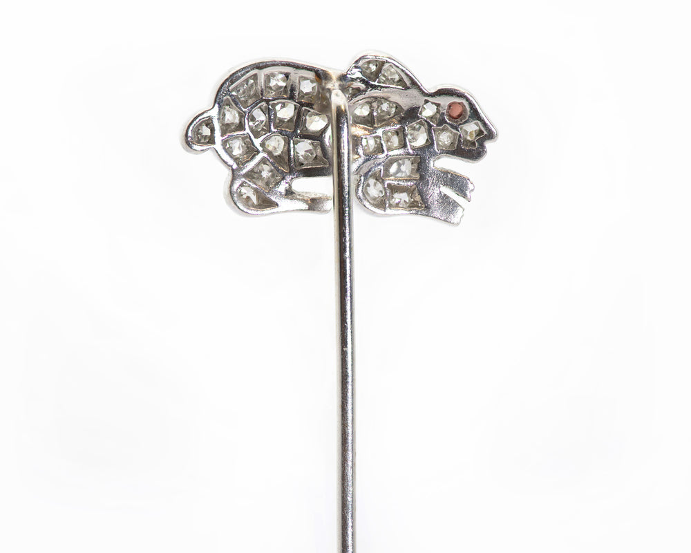Antique Diamond Platinum Rabbit Stick Pin