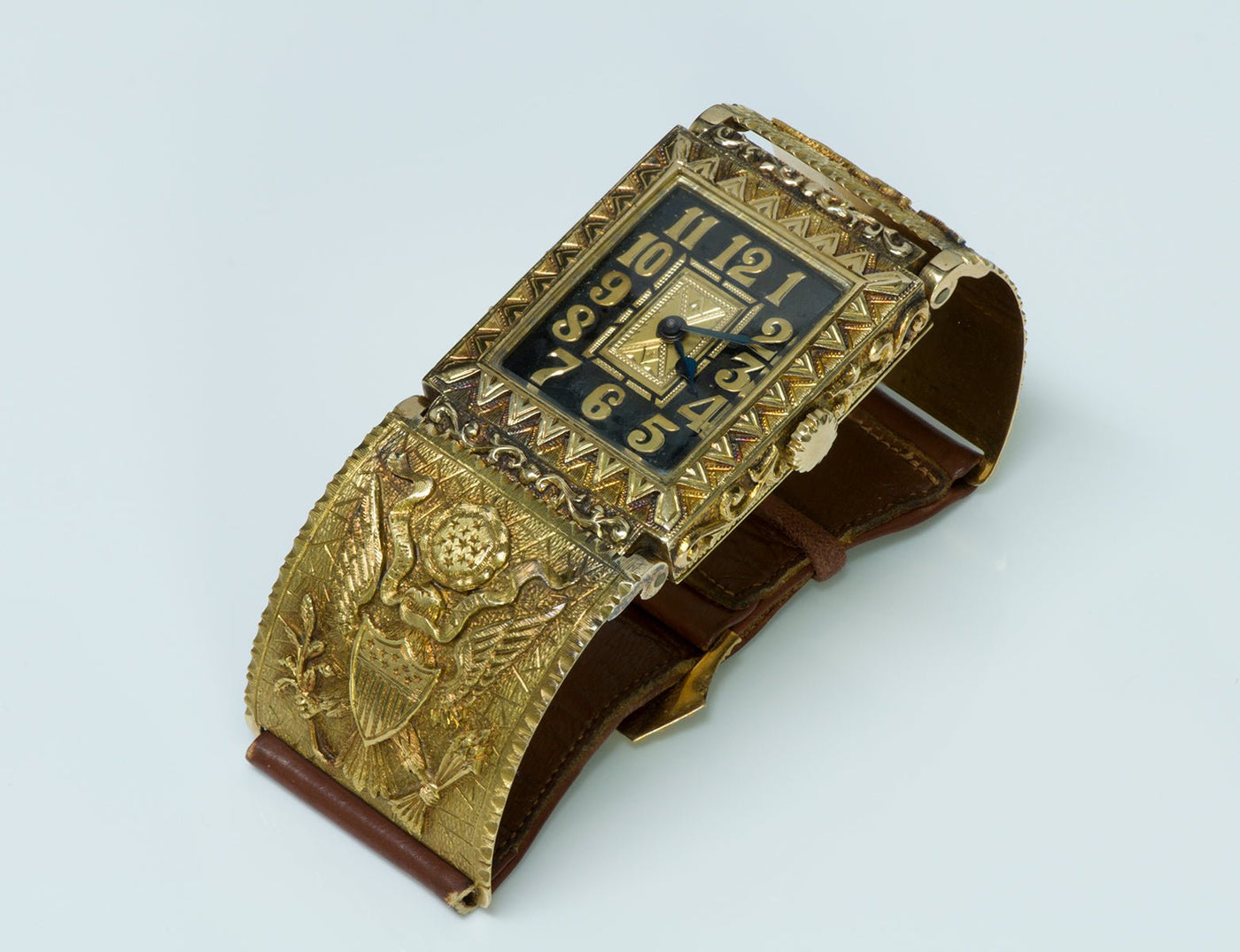 Rare Vintage Engraved Gold Custom Made Men's Watch