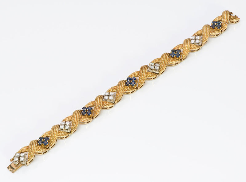Raymond Yard Diamond Sapphire 18K Gold Bracelet