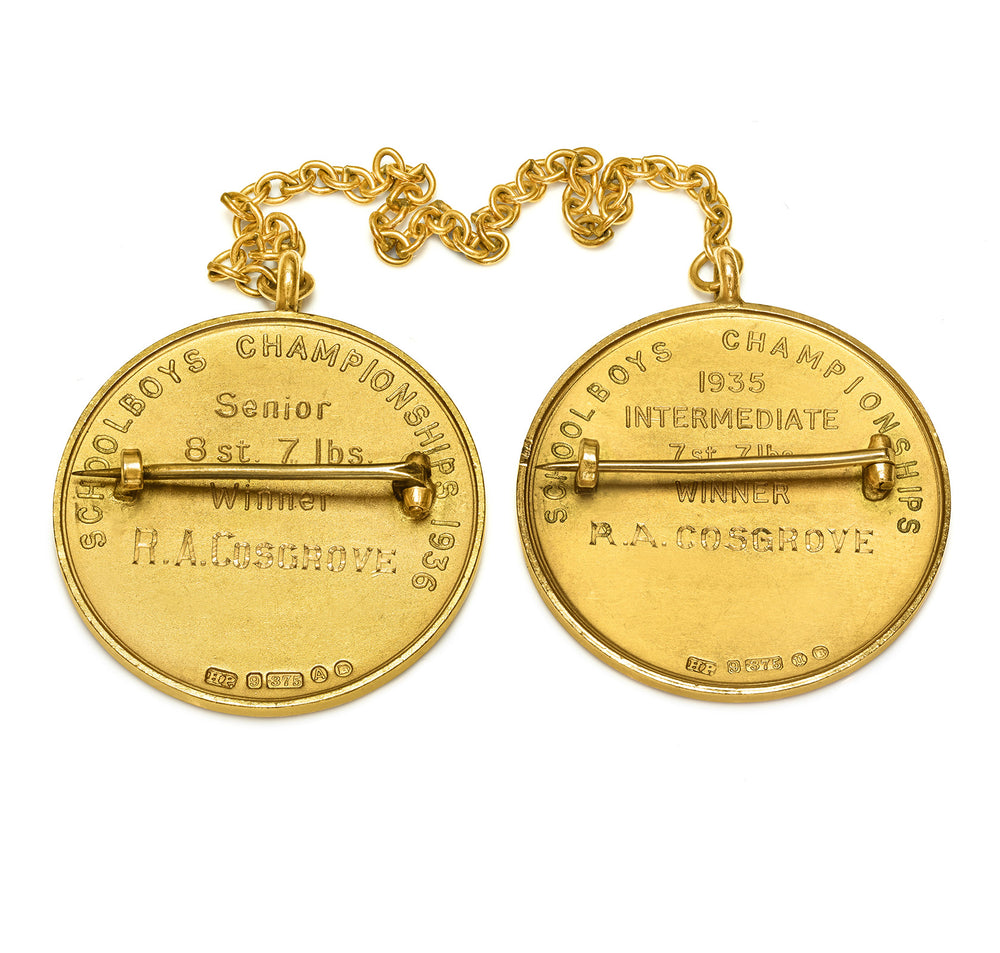 Rare 1930's Cartier 9K Gold Boxing Medal Brooches – Amateur Boxing Ass
