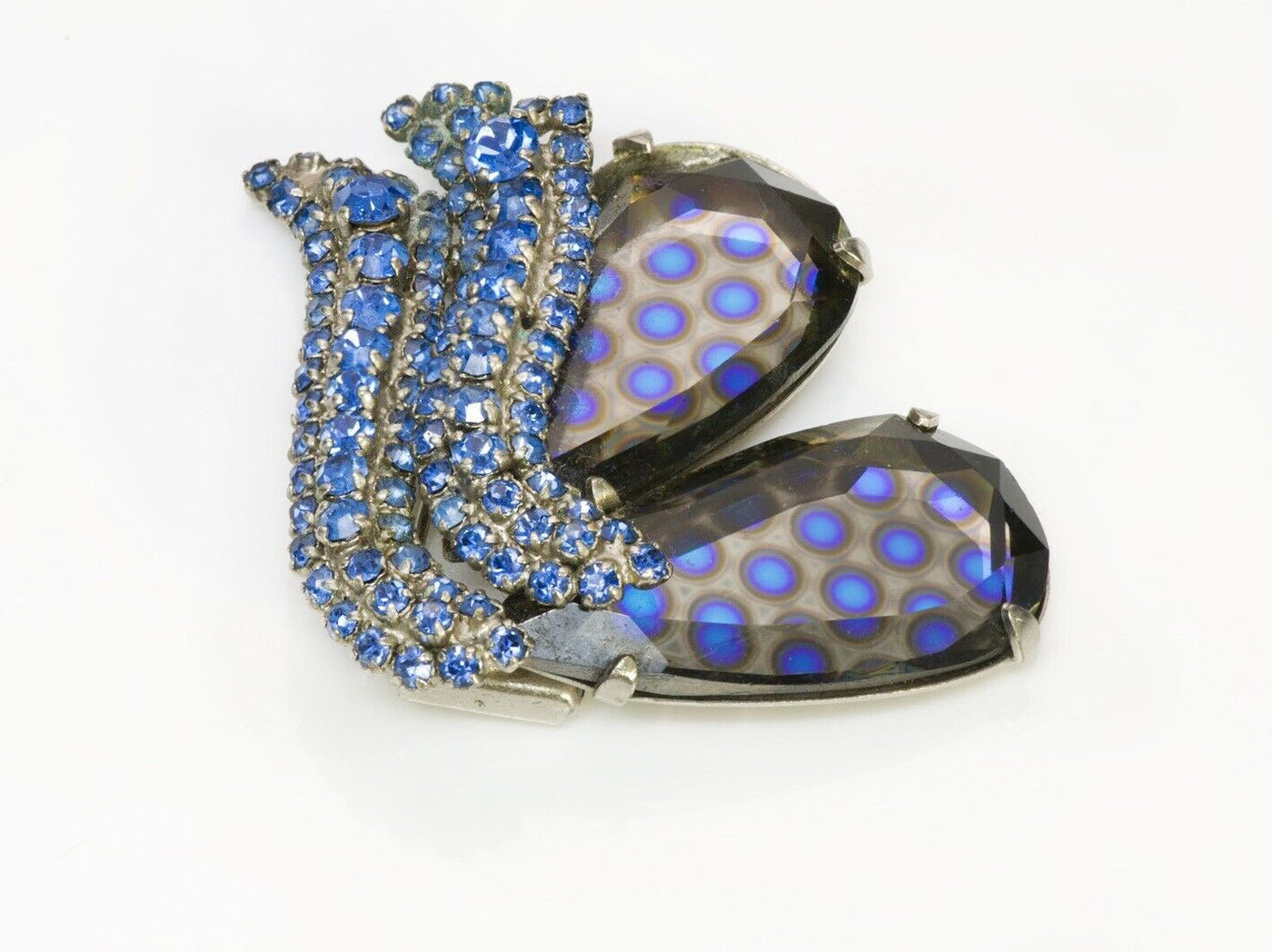 Roger Jean-Pierre Paris DEPOSE Blue Crystal Butterfly Brooch