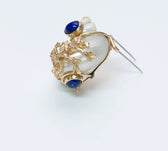 Seaman Schepps Gold Lapis Shell Brooch