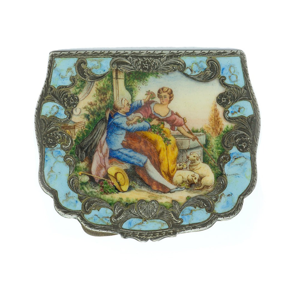 Silver Enamel Compact