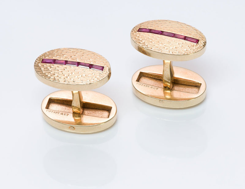 Tiffany & Co. Oval Ruby Gold Cufflinks