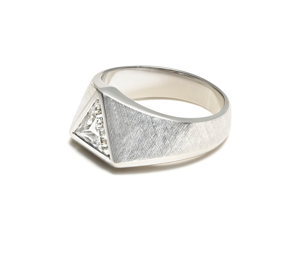Vintage Triangular Fancy Cut Diamond 14K Gold Men's Ring