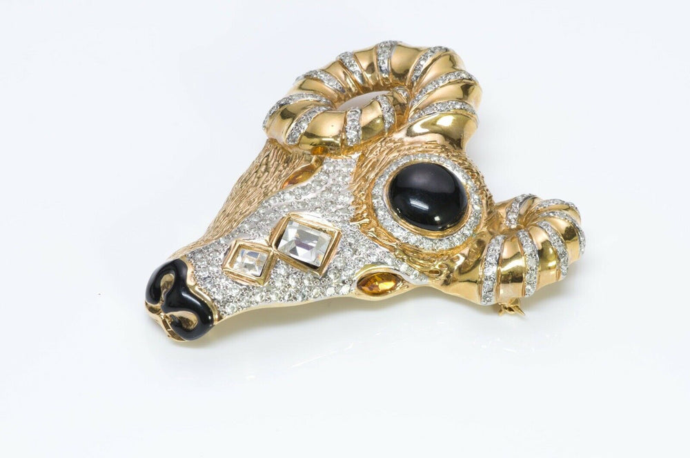Valentino Garavani Couture Enamel Crystal Ram Brooch