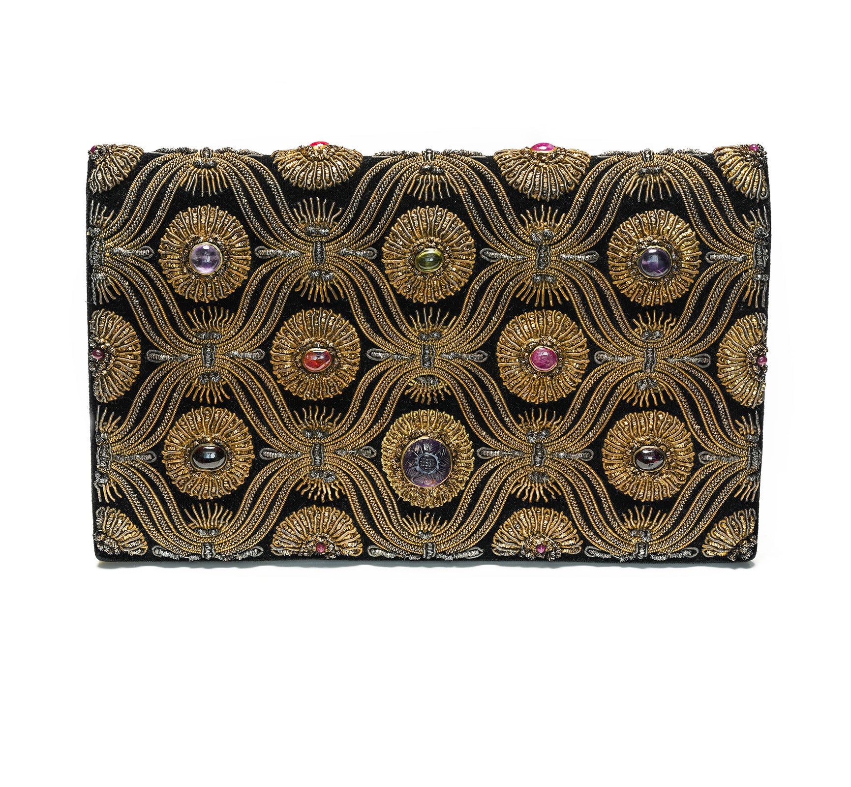 Van Cleef & Arpels “Indes” Evening Bag in Black Velvet with Cabochon G