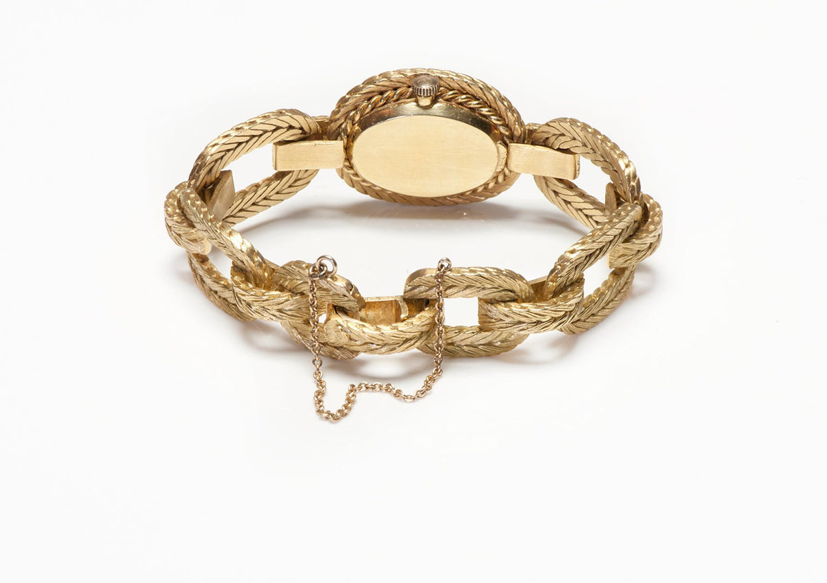 Vintage 18K Yellow Gold Diamond Chaine D'Ancre Style Ladies Watch