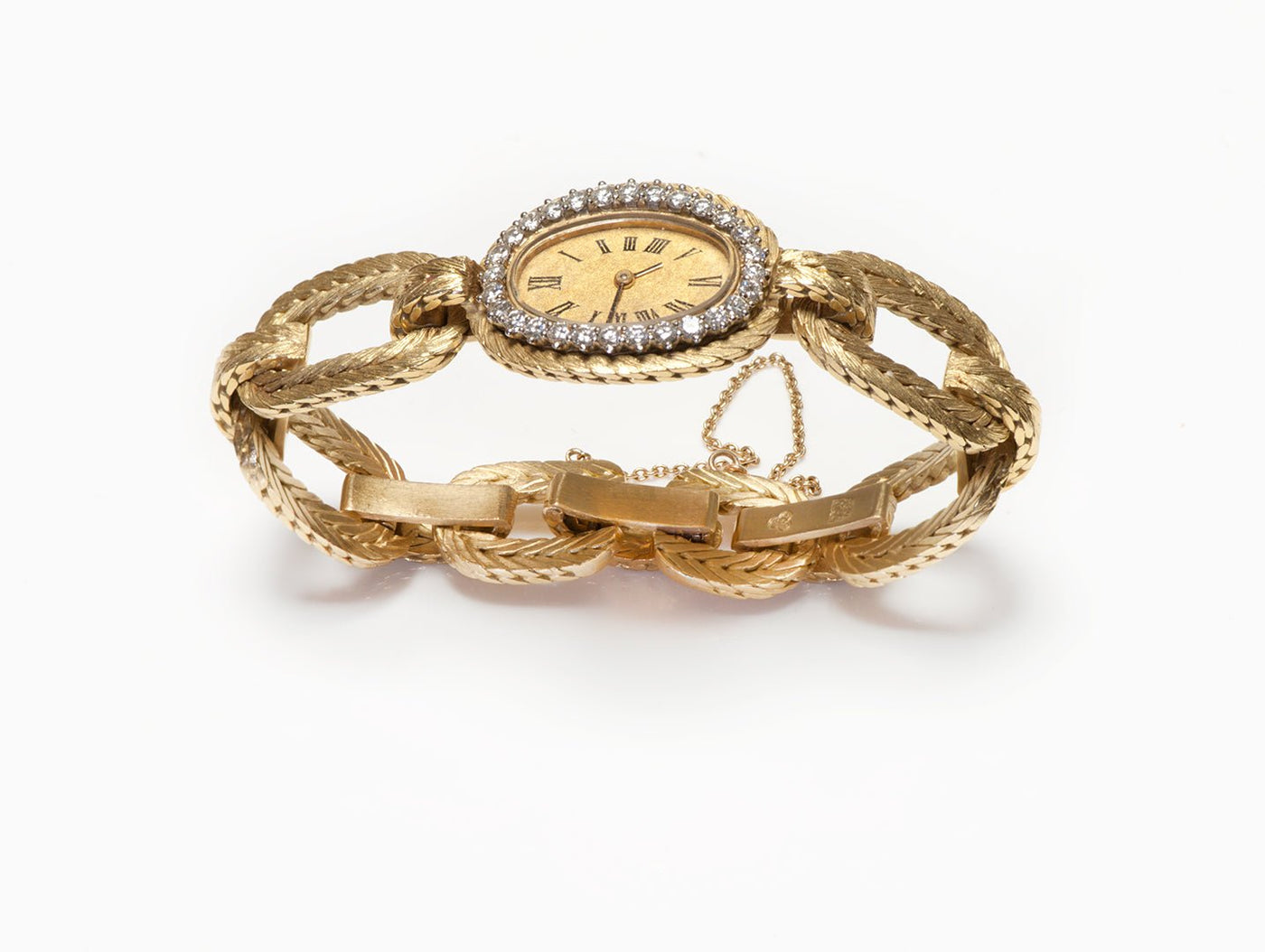 Vintage 18K Yellow Gold Diamond Chaine D'Ancre Style Ladies Watch