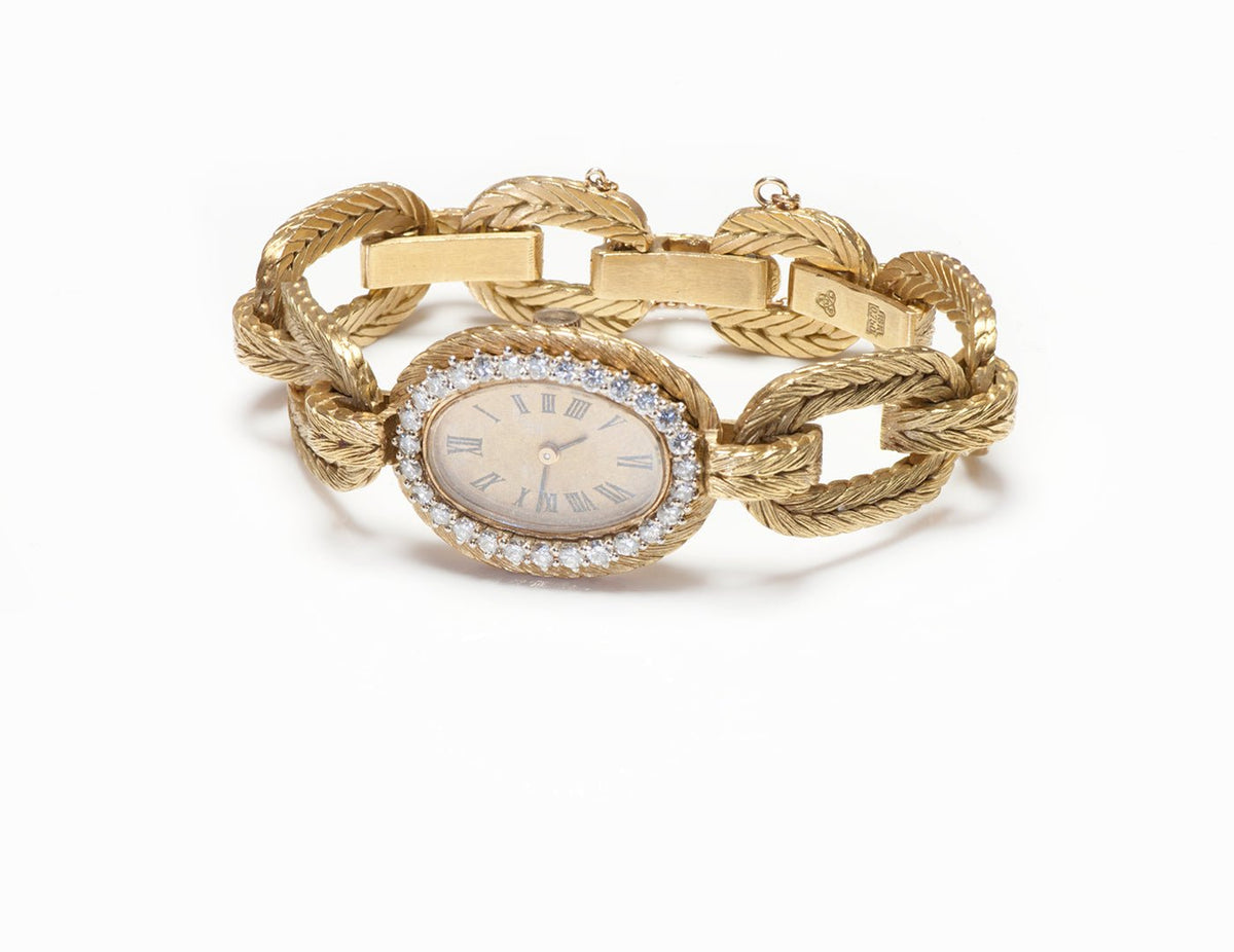 Vintage 18K Yellow Gold Diamond Chaine D'Ancre Style Ladies Watch