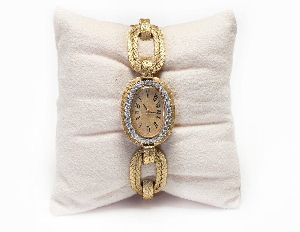 Vintage 18K Yellow Gold Diamond Chaine D'Ancre Style Ladies Watch