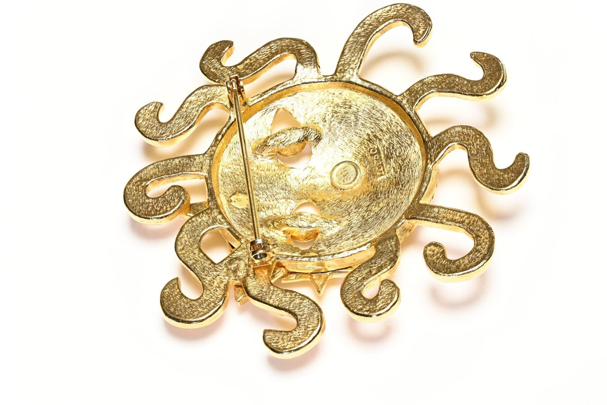 Vintage 1980's Butler & Wilson Gold Plated Sun Star Brooch