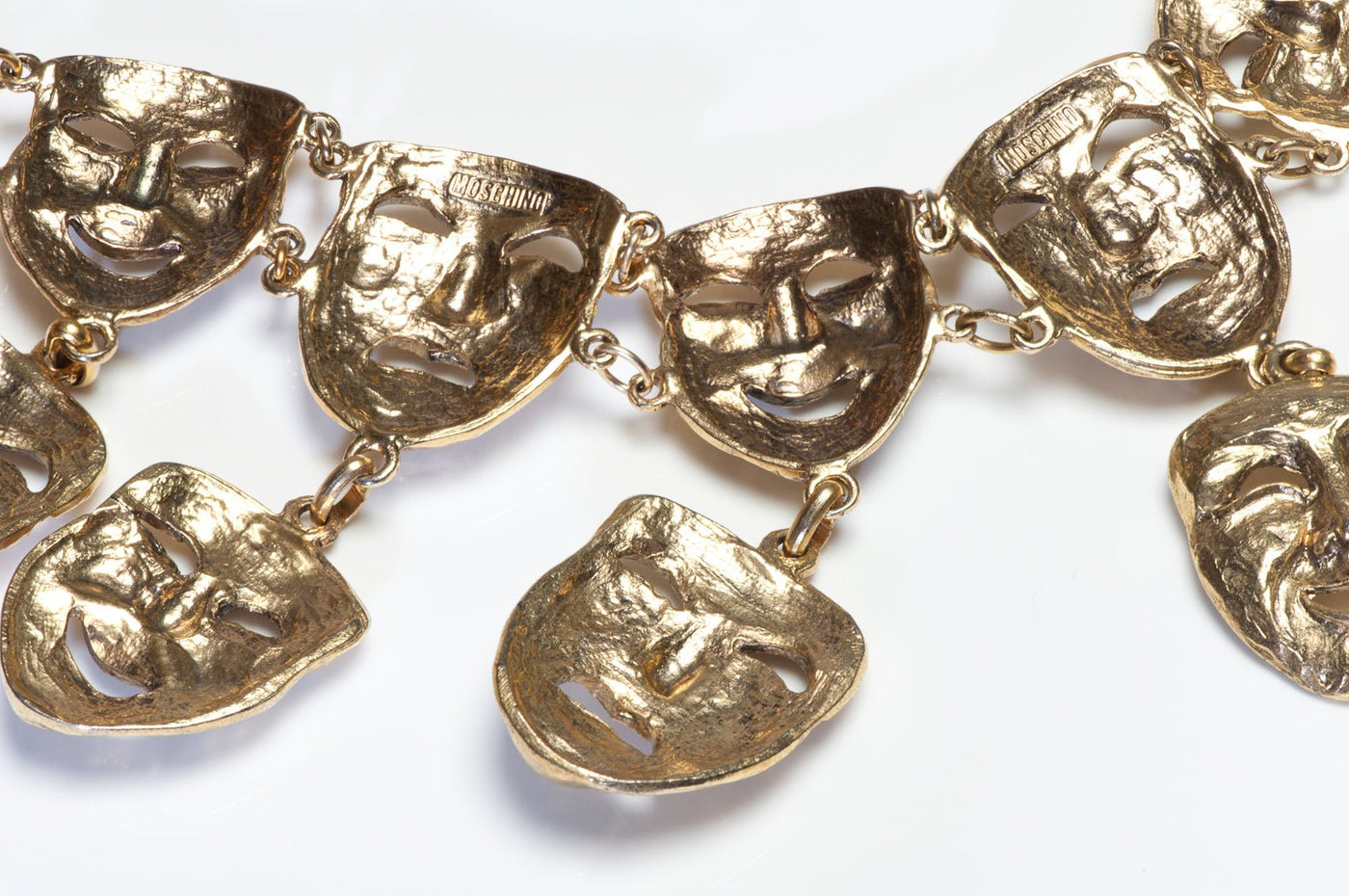 Vintage 1990’s Moschino Couture Comedy Tragedy Mask Chain Belt
