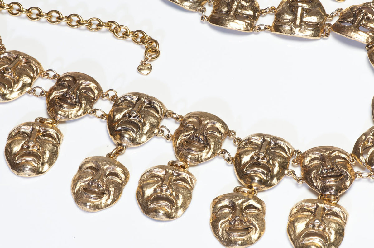 Vintage 1990’s Moschino Couture Comedy Tragedy Mask Chain Belt
